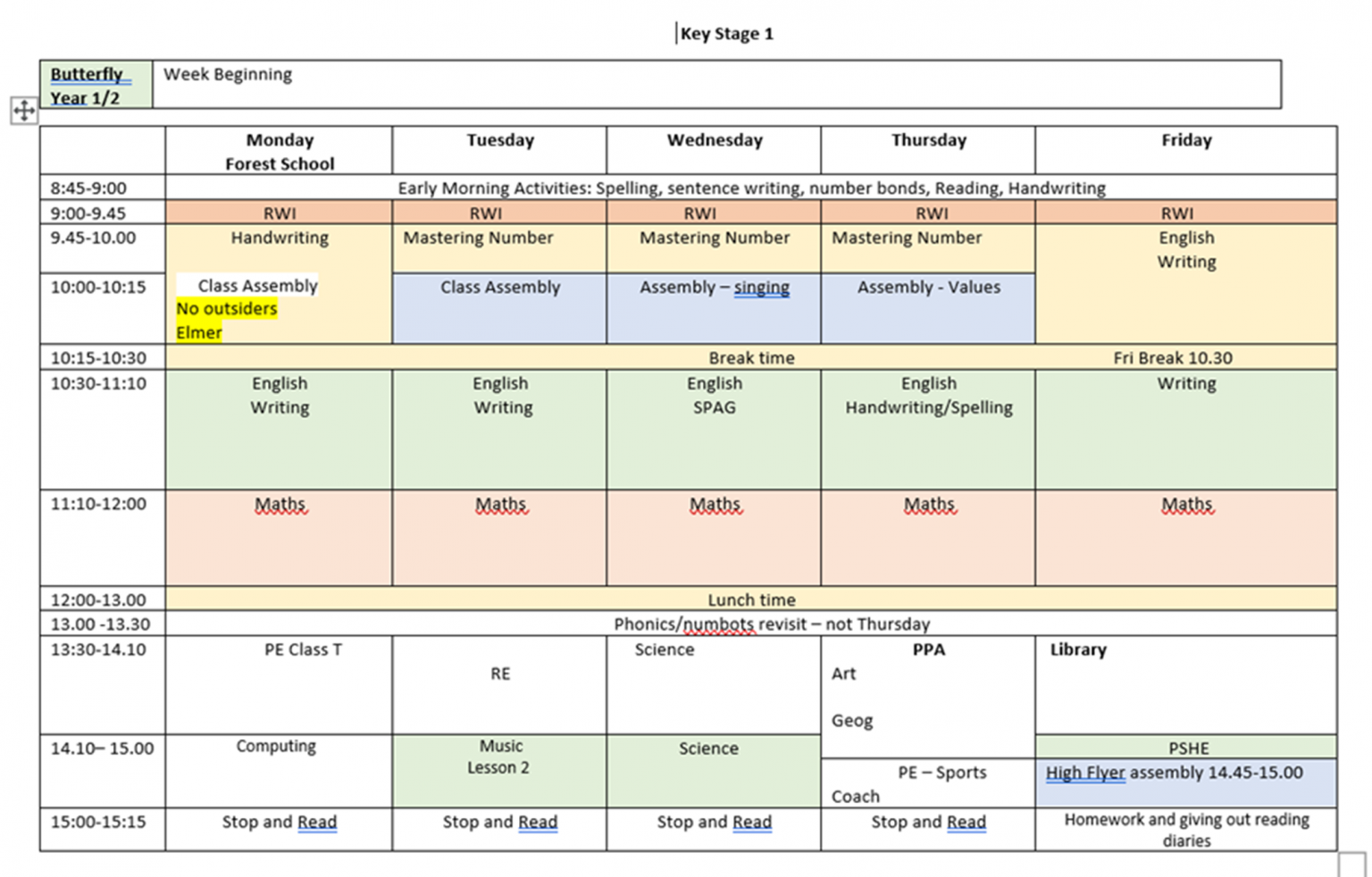 Years 1 & 2 - Butterfly Class - Grange Primary School